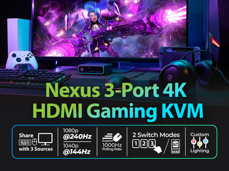 IOGEAR GCS1337 Nexus 3-Port 4K HDMI KVM Switch for PC & Game Consoles