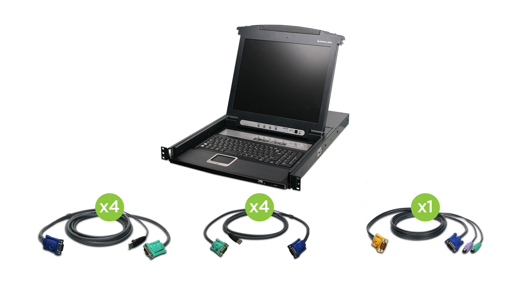 GCL1808KITU - IOGEAR 8-Port 17'' LCD Combo KVM Switch with USB KVM Cables