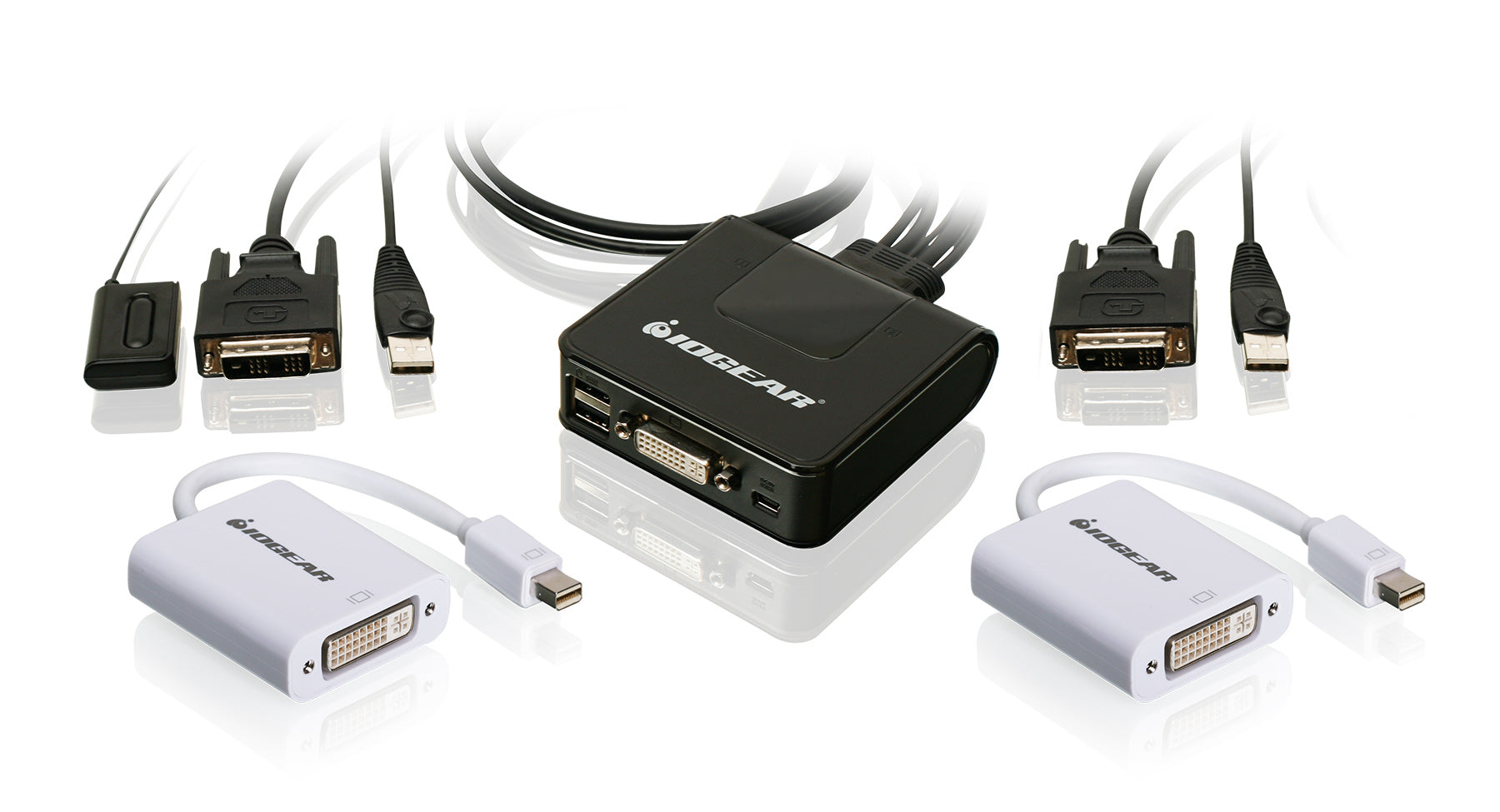 GCS922MDPKIT - IOGEAR 2-Port USB DVI and Mini DisplayPort Cable KVM Kit