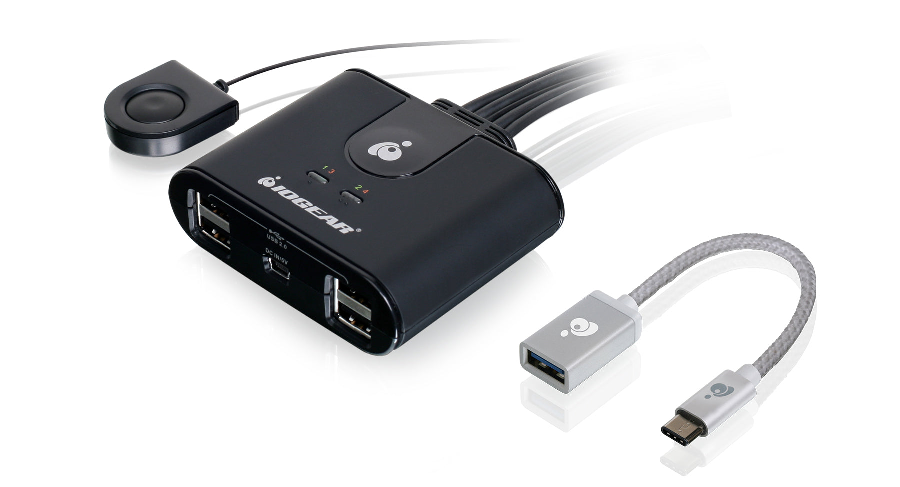 GUS404CA1KIT - IOGEAR 4x4 USB Sharing Switch with USB-C Adapter