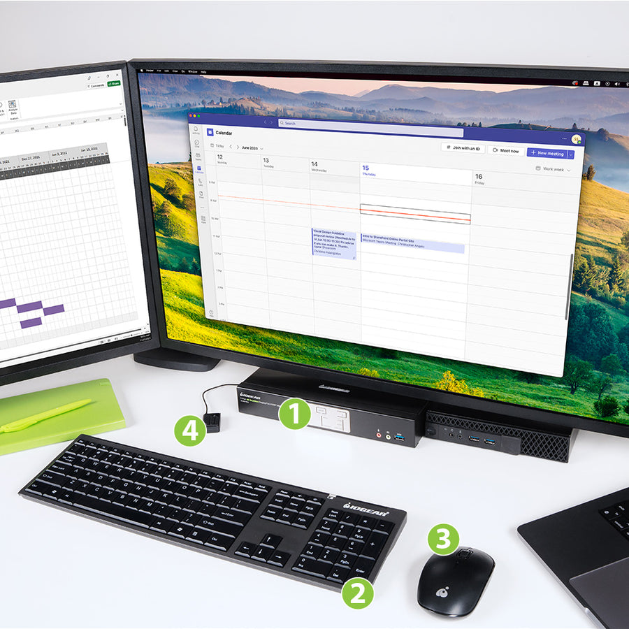 IOGEAR 2-Port 4K Dual View DisplayPort Matrix KVMP