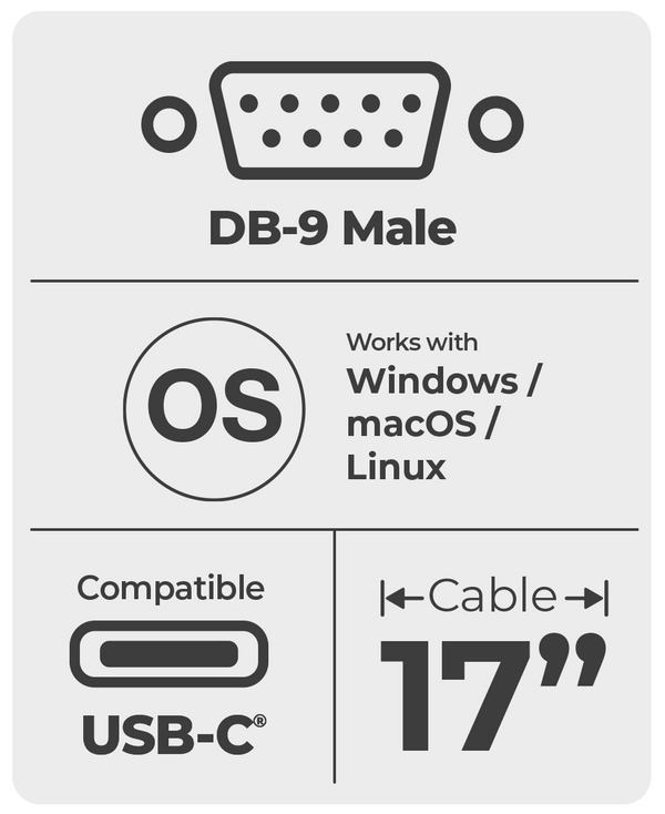 GUC232C - IOGEAR USB-C to Serial RS-232 Adapter